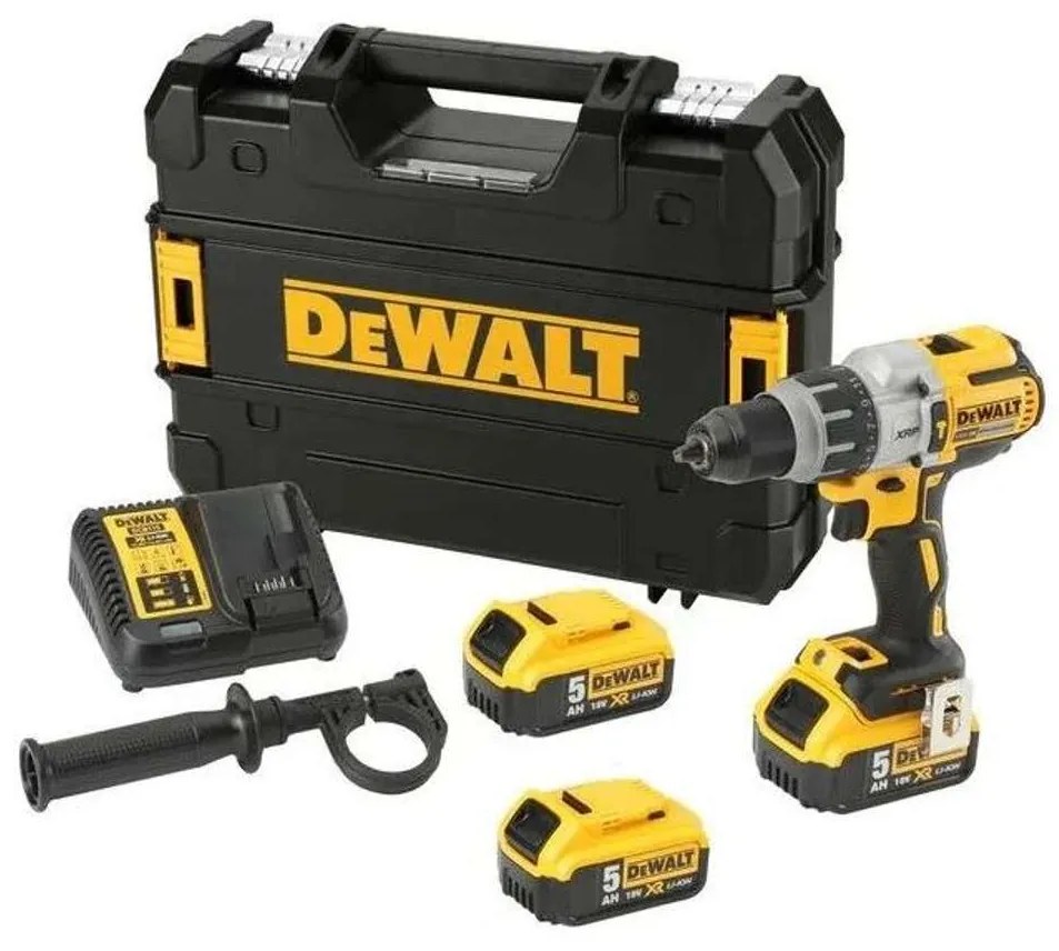DeWALT Nářadí - 18V AKU vrtačka s příklepem, 3x aku 5,0 Ah Li-Ion, nabíječka DCD996P3
