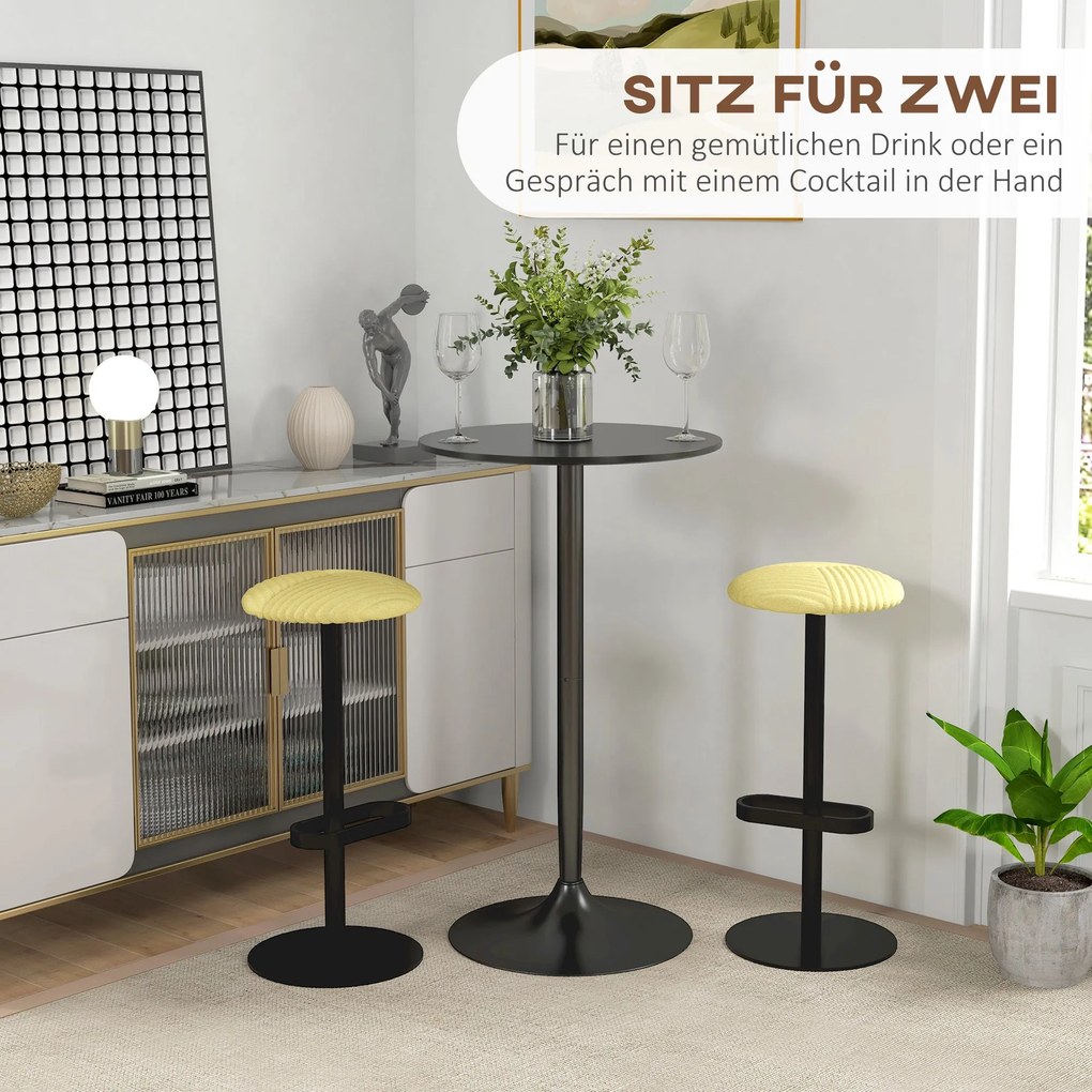 HOMCOM Barový stůl bistro Ø60 x 102 cm Kulatý stůl pro večírek nebo bar, černý