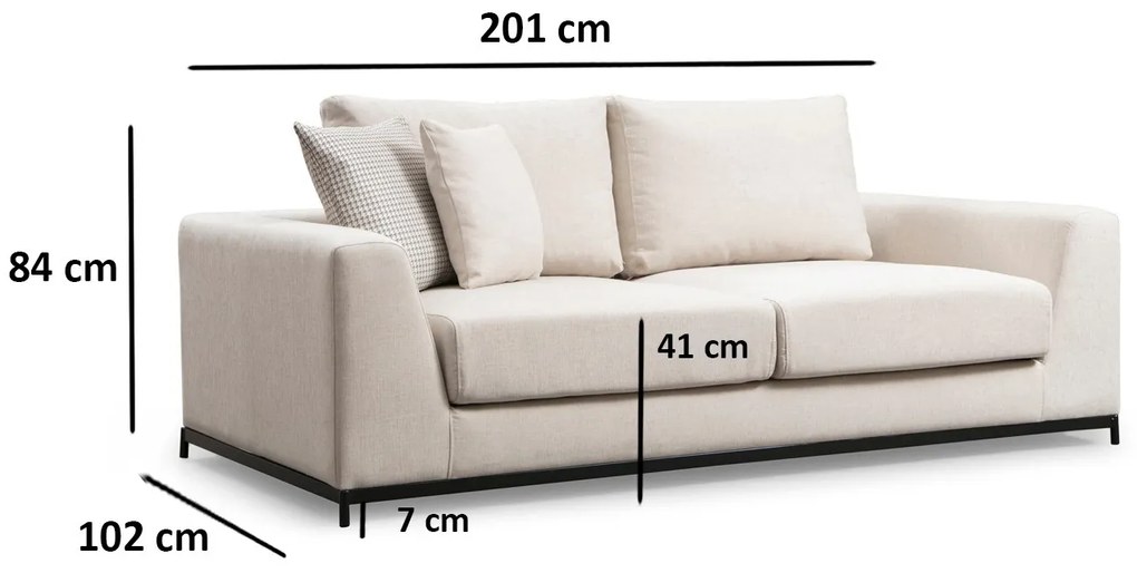 Designová sedačka Dashania 201 cm béžová