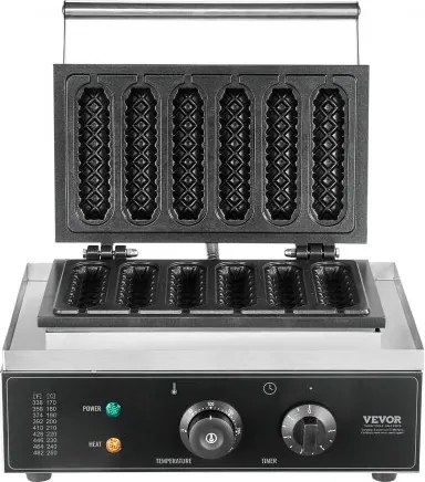 6PCS Komerční výrobník vaflovačů Pekáč na vafle Hot Dog Žehlička na vafle 1500 W