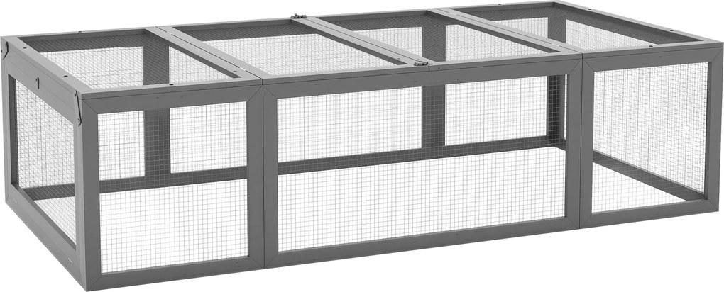 PawHut Králičí Kotec z Jedlového Dřeva, Zimě Odolný Králičí Kotec s Sklopnou Střechou 180x90x48 cm, Venkovní Kotec pro Malá Zvířata pro Králíky a Mor…