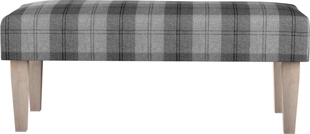 Dlouhá lavička 100x40cm barva šedá látka pletený vzor, vzorované