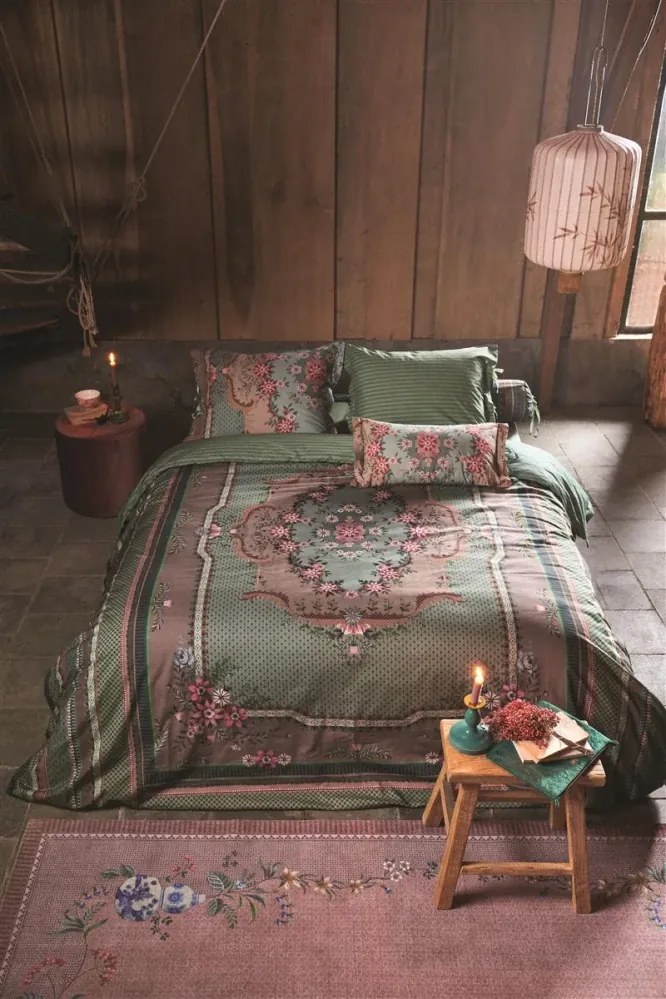 Pip Studio perkálové povlečení Pip Chique zelené 200x200 + 2x 70x90 cm (Luxusní perkálové povlečení na francouzskou postel v dárkovém balení)