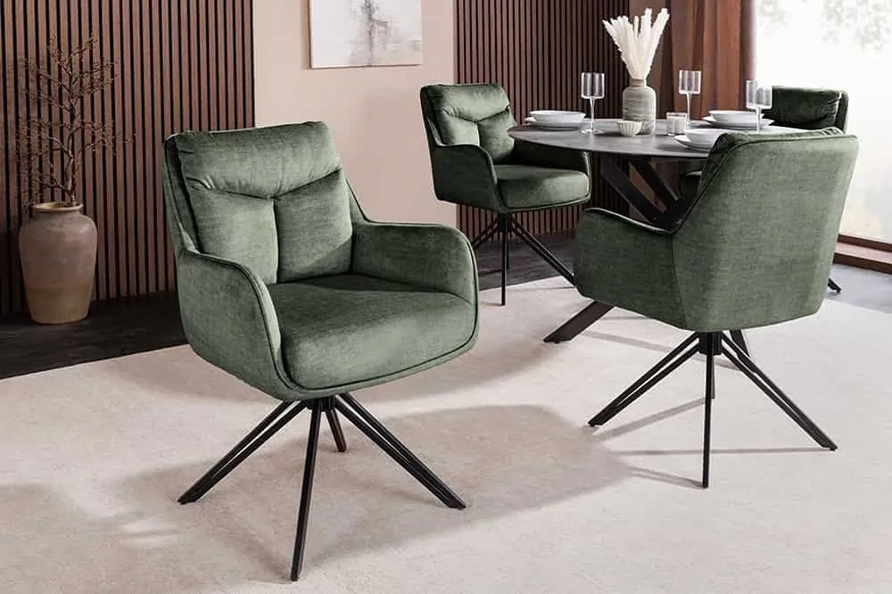 Designová otočná židle Brock zelený samet
