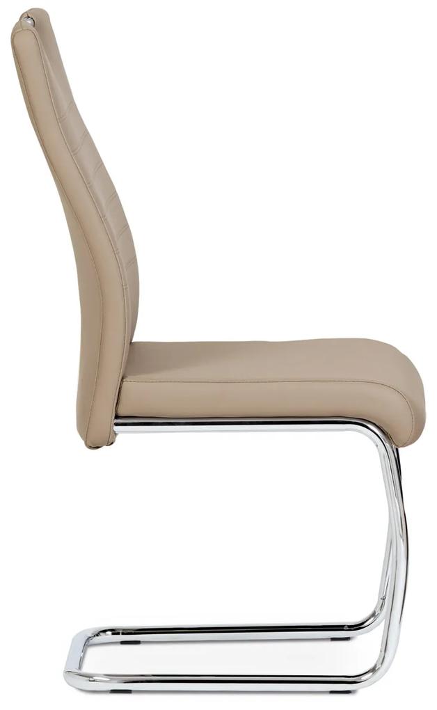 Jídelní židle PULA, koženka cappuccino/chrom