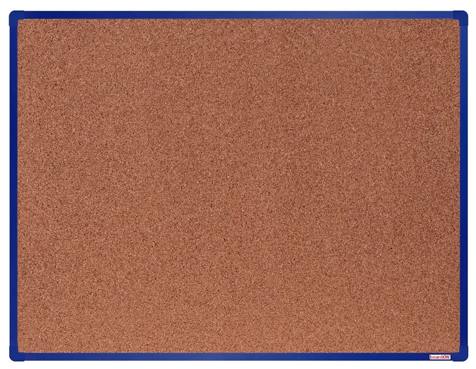 Korková nástěnka boardOK v hliníkovém rámu, 1200 x 900 mm, modrý rám