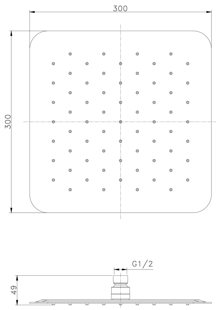 Sapho Sapho, Hlavová sprcha, 300x300, zlatá matná, SL101GB