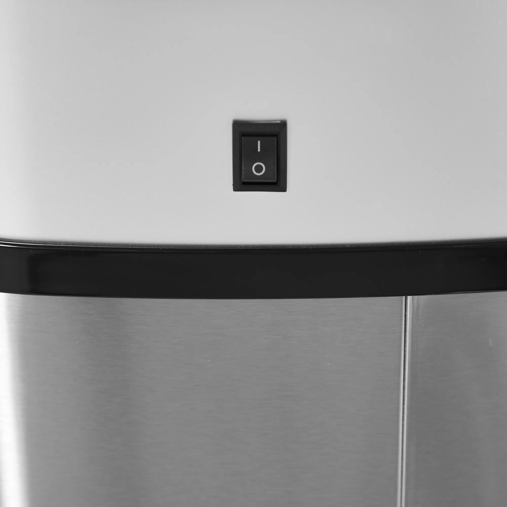 HOMCOM Odpadkový koš 58L, automatický odpadkový koš s infračerveným senzorem, hygienický, velký, nerezová stříbrná, D40,9xŠ28,9xV68 cm