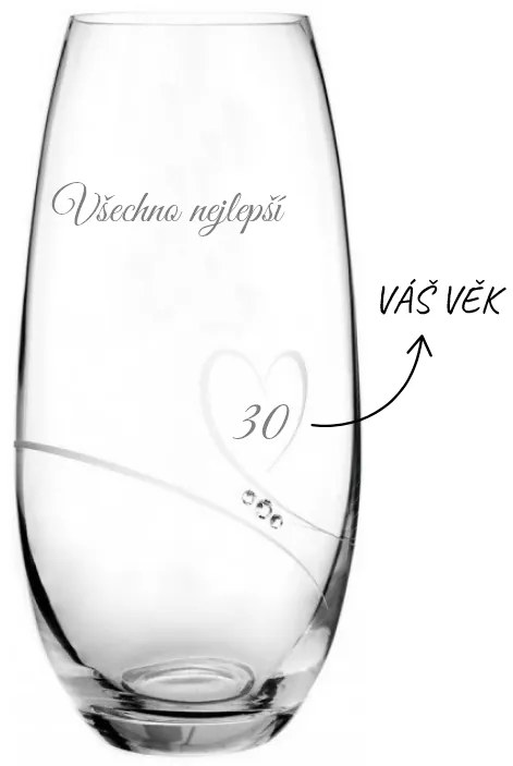 Dekorant Váza VŠECHNO NEJLEPŠÍ se Swarovski kamínky Romance 25 cm