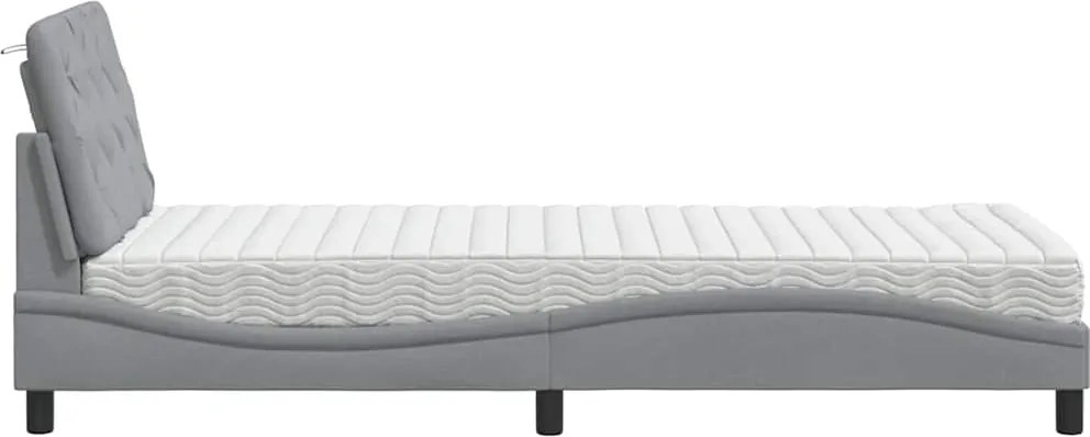 Postel s matrací světle šedá 90 x 200 cm textil 3310713