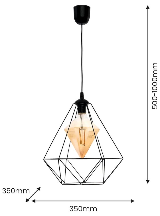 Závěsné svítidlo Alambre, 1x černé drátěné stínítko, b