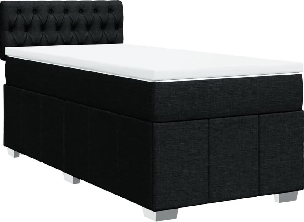 Box spring postel s matrací černá 90x200 cm textil 3286960