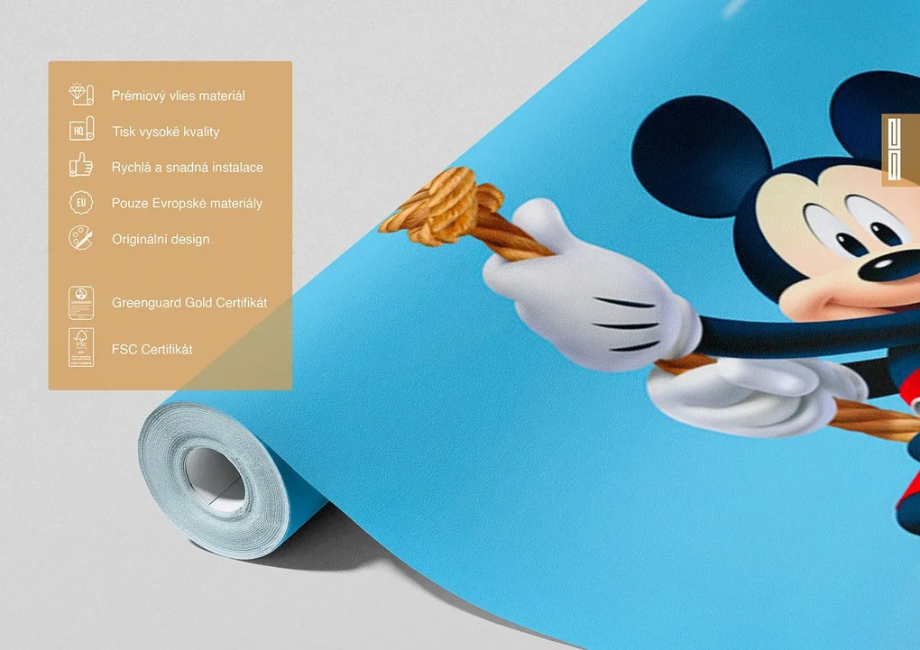 Dětská vliesová fototapeta na zed' Mickey Mouse na Laně, Disney | 90 x 202 cm | DFTDNV 5458