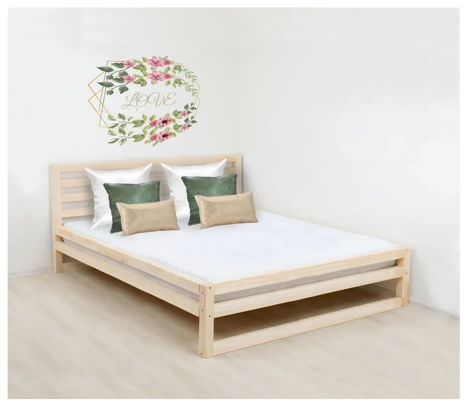 Dřevěná dvoulůžková postel Benlemi DeLuxe Naturelle, 200 x 160 cm