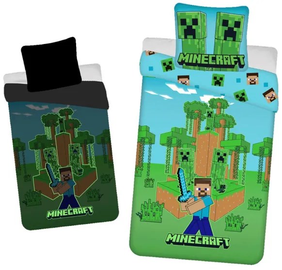 Jerry Fabrics Povlečení Minecraft Jungle Fight svítící efekt 140x200, 70x90 cm
