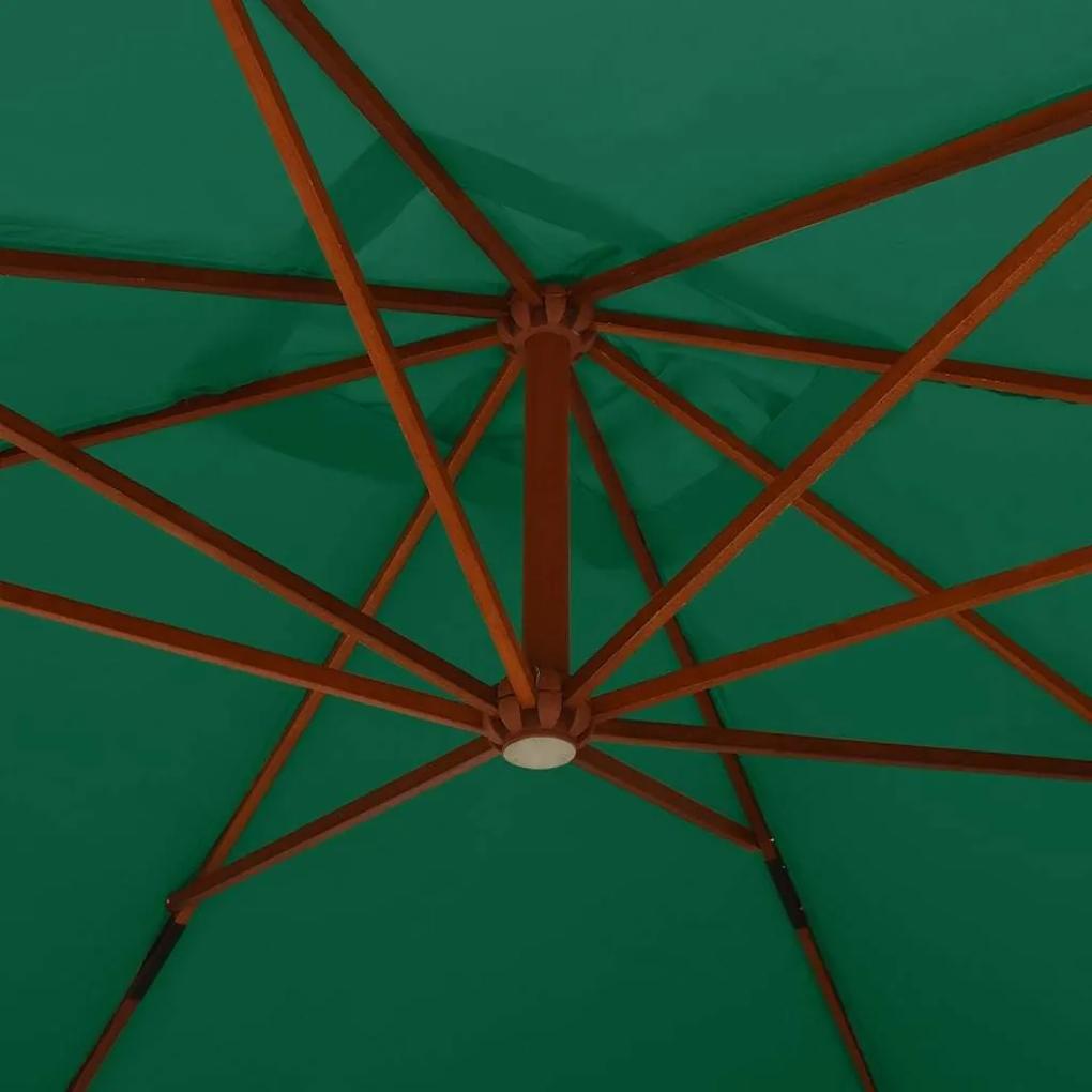 vidaXL Konzolový slunečník s dřevěnou tyčí 400 x 300 cm pískově [318428] Barva: Bílá
