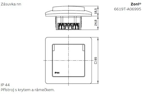 ABB Zoni zásuvka IP44 matná bílá 6619T-A06995 240 s clonkami (2CHT196995A6240)