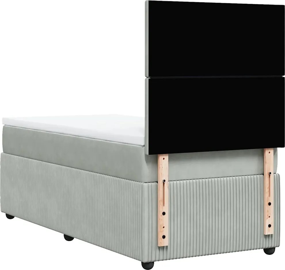 Box spring postel s matrací světle šedá 90x200 cm samet 3292232