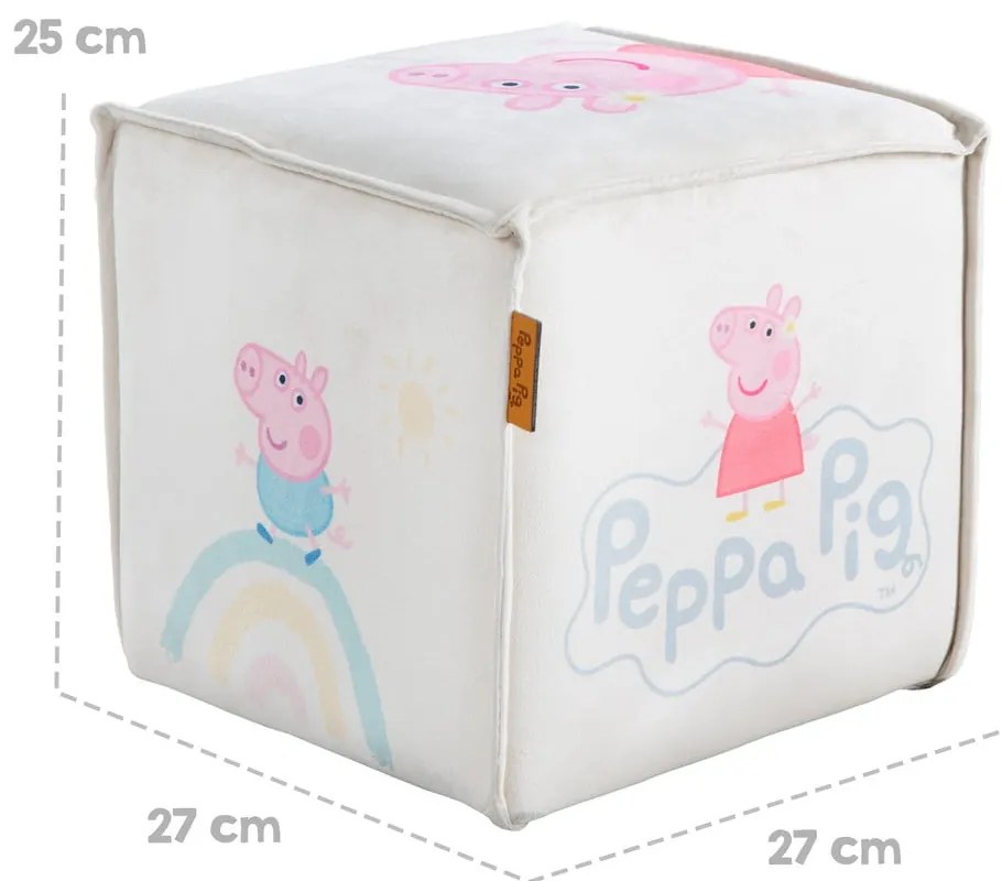 Bílý sametový dětský puf Peppa Pig – Roba