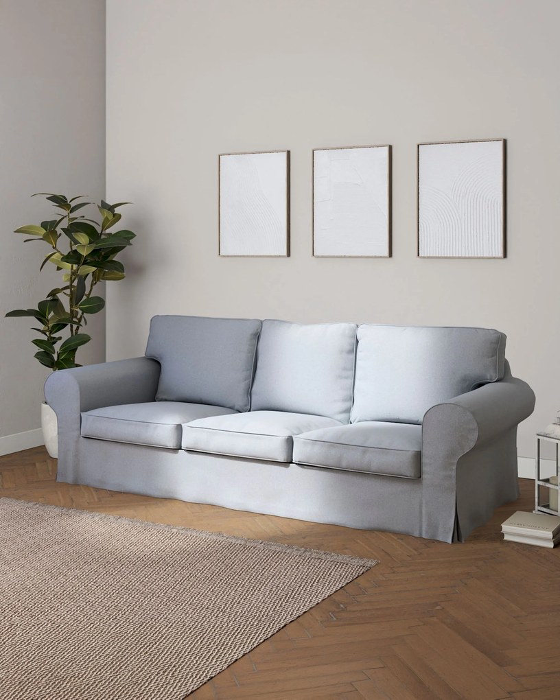 Potah na pohovku IKEA Ektorp 3-místná, rozkládací STARÝ MODEL PIXBO barva modrá látka pletený vzor