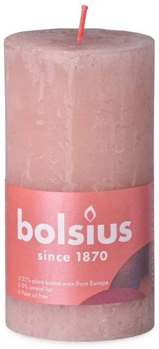 Bolsius Rustic Shine Válec 68x130mm Misty Pink, růžová svíčka