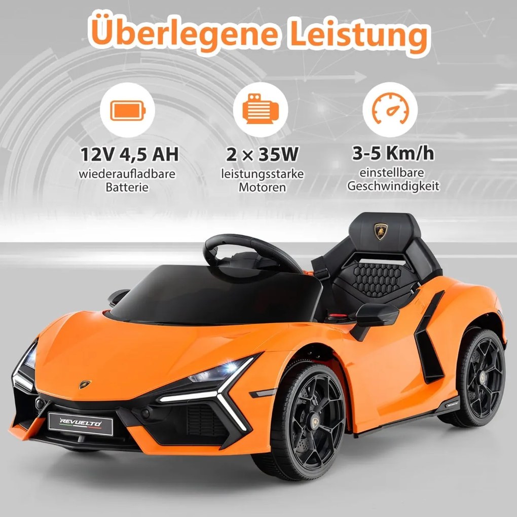 Costway Elektrické auto pro děti Lamborghini Revuelto 12 V elektrické dětské