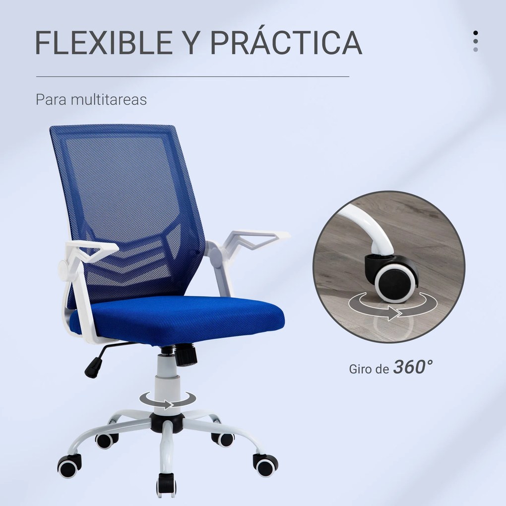 Ergonomická kancelářská židle Vinsetto - otáčecí kancelářská židle s nastavitelnou výškou, zdvihacími opěrkami a bederní podporou, pro teenagery a do…