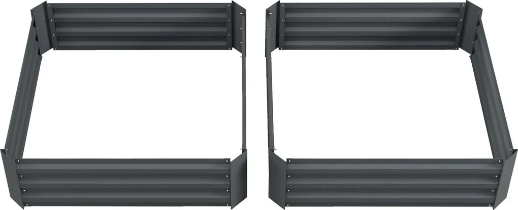 Outsunny 2-dílný vyvýšený záhon z oceli, studený rám pro rostliny, zahradní box na bylinky 100x100x30cm pro zahradu, balkon, terasu, záhon pro květin…