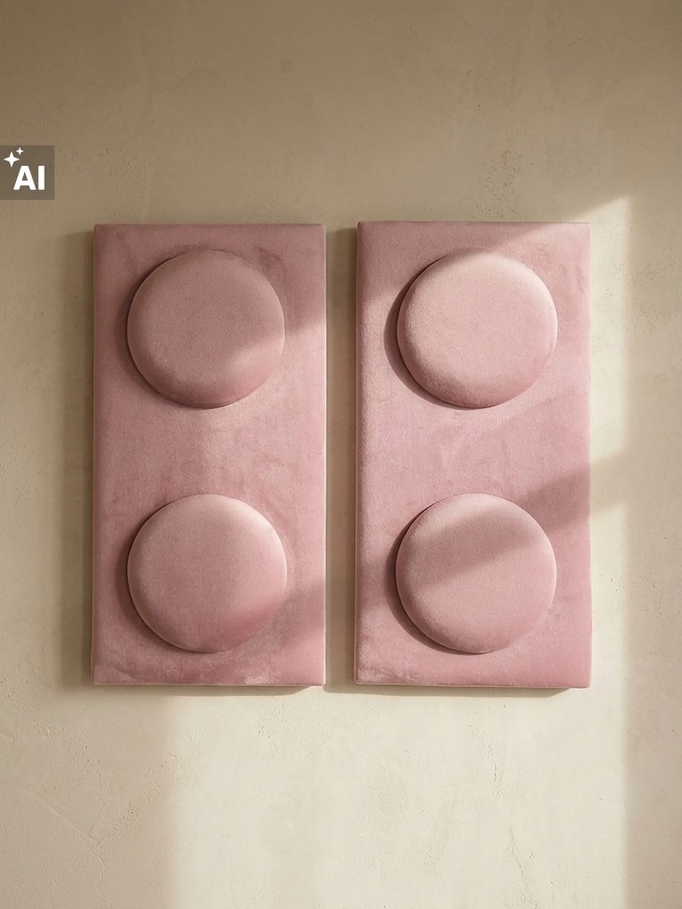 Sinsay - Čalouněné nástěnné panely ve tvaru bloku 2 pack - pastelová růžová