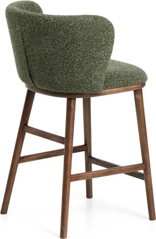 Tmavě zelená čalouněná barová židle (výška sedáku 65 cm) Ciselia – Kave Home