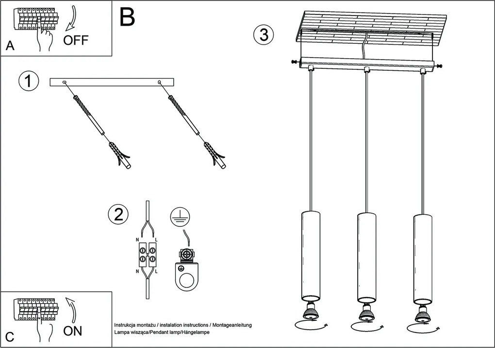 Sollux Lighting Závěsné svítidlo LAGOS 3L taupe