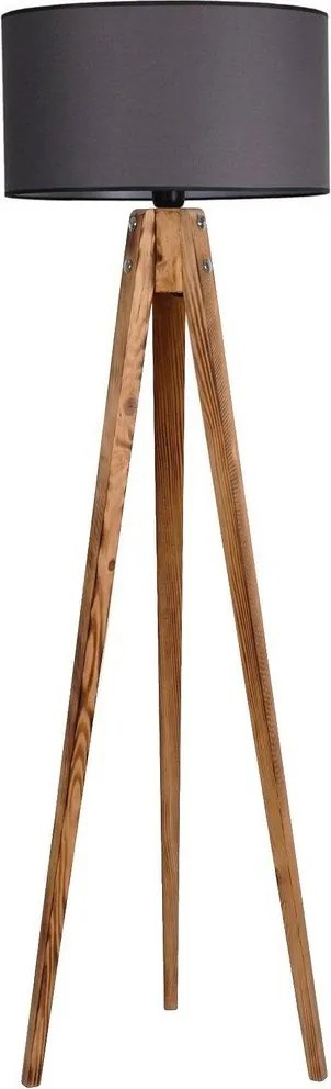 Tmavě šedá/v přírodní barvě stojací lampa s textilním stínidlem (výška 153 cm) Tripod – Opviq lights