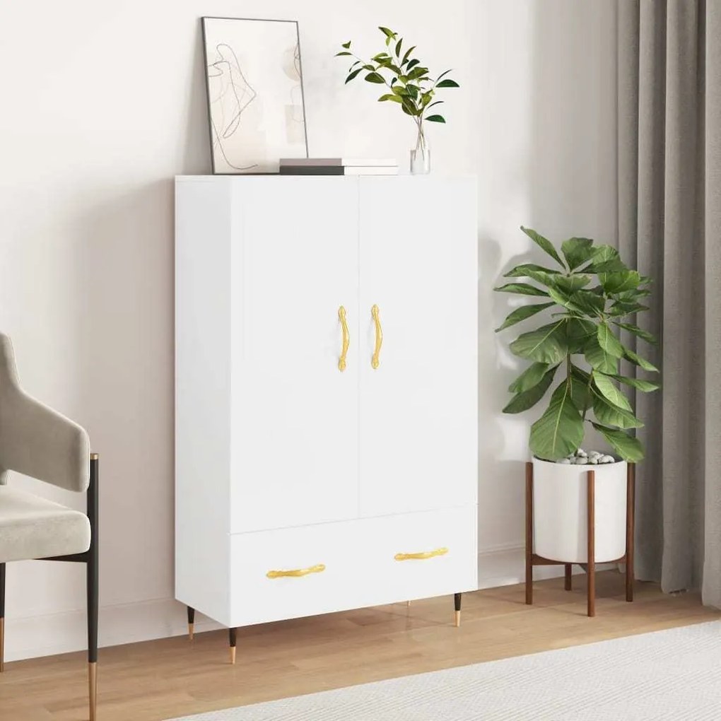 vidaXL Skříň highboard 69,5 x 31 x 115 cm kompozitní dřevo [828212] Barva: bílá s vysokým leskem