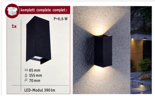 Paulmann 94326 - 2xLED/2,8W IP44 Venkovní nástěnné svítidlo FLAME 230V