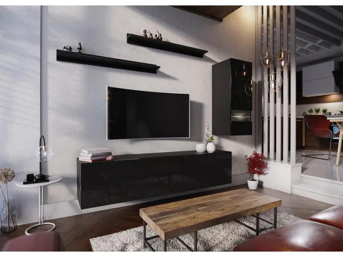 Moderní černá obývací stěna DRAKO | BIANO
