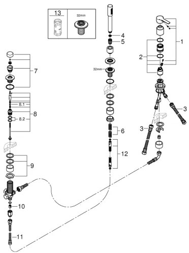 GROHE 19965001 - Vanová tříotvorová baterie LINEARE lesklý chrom