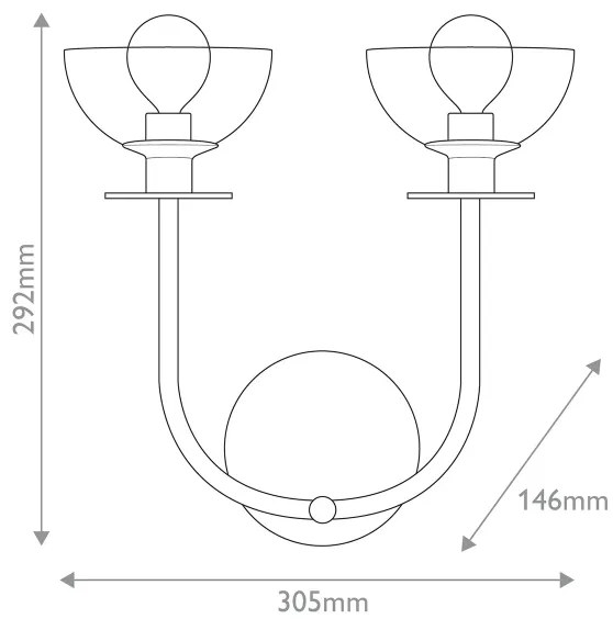 Alora Mood ALM-SYLVIA-2WB-BG-CL - Nástěnné svítidlo SYLVIA 2xE14/40W/230V zlatá