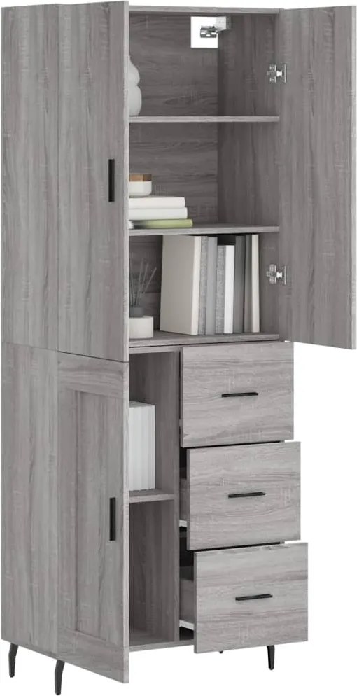 Skříň highboard šedá sonoma 69,5 x 34 x 180 cm kompozitní dřevo 3196033