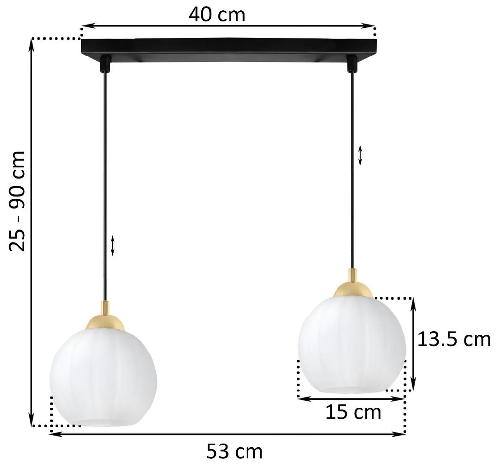 Závěsné svítidlo Costa, 2x bílé skleněné stínítko, b/g