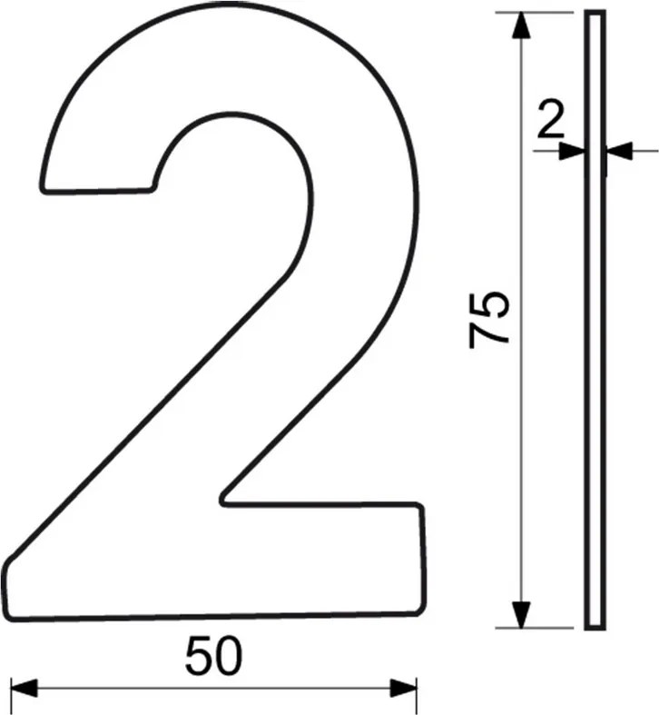 Domovní číslo "2", RN.75L, černá