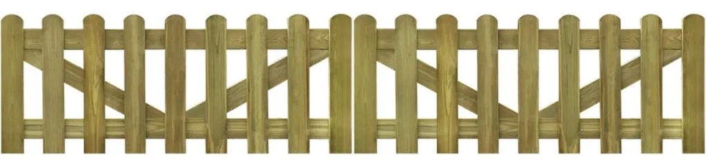 41927 vidaXL Plotová brána laťková 2křídlá impregnované dřevo 300 x 60 cm