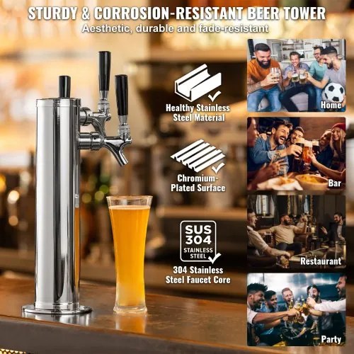 Trojitý výčepní stojan na výčepní pivo, Nerezová sudová pivní věž