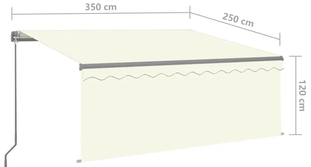 vidaXL Marketos Ručně zatahovací markýza s roletou a LED 3,5 x 2,5 m krémová