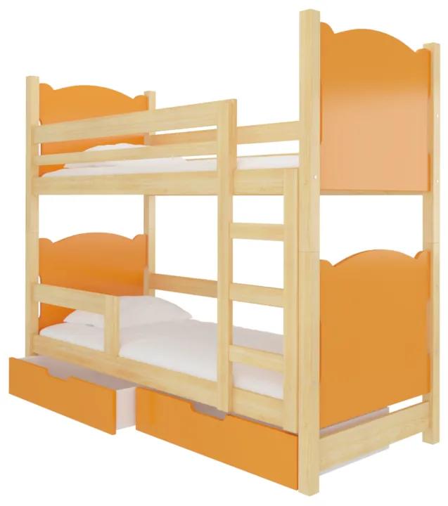 Expedo Dětská patrová postel BALADA, 180x75, sosna/oranžová