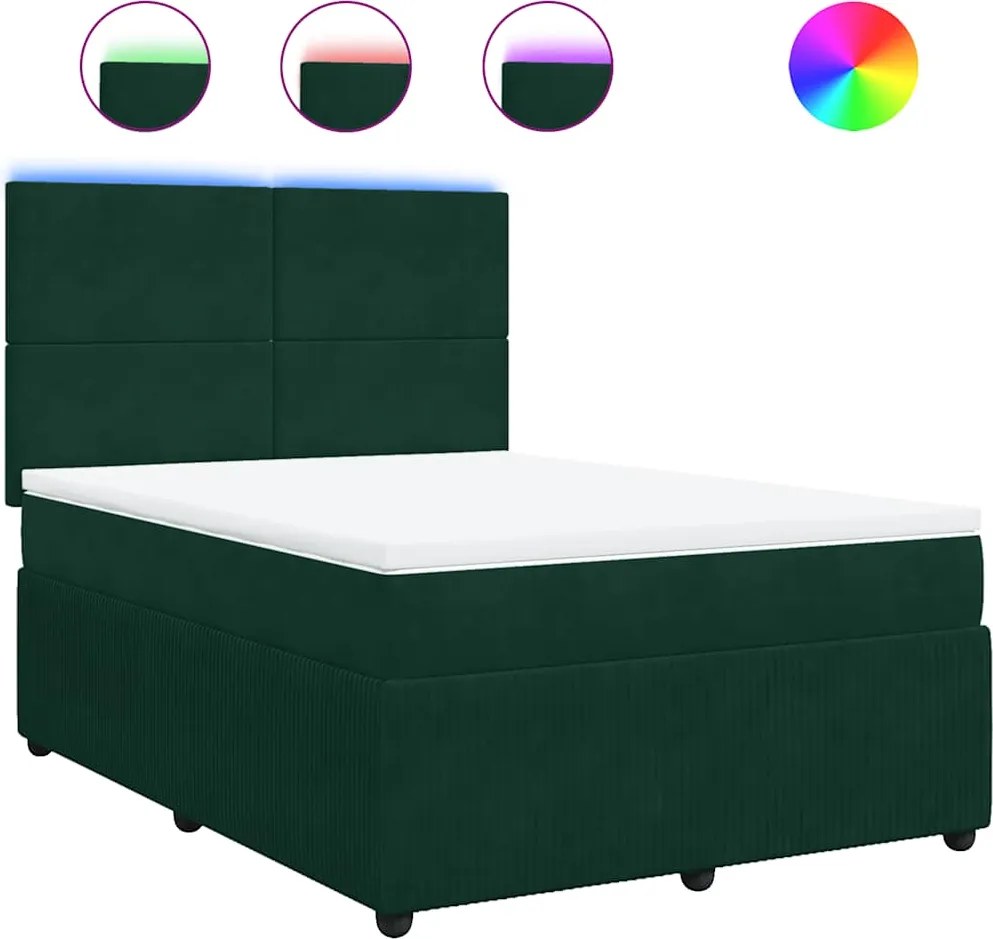 Box spring postel s matrací tmavě zelená 140x200 cm samet 3294655
