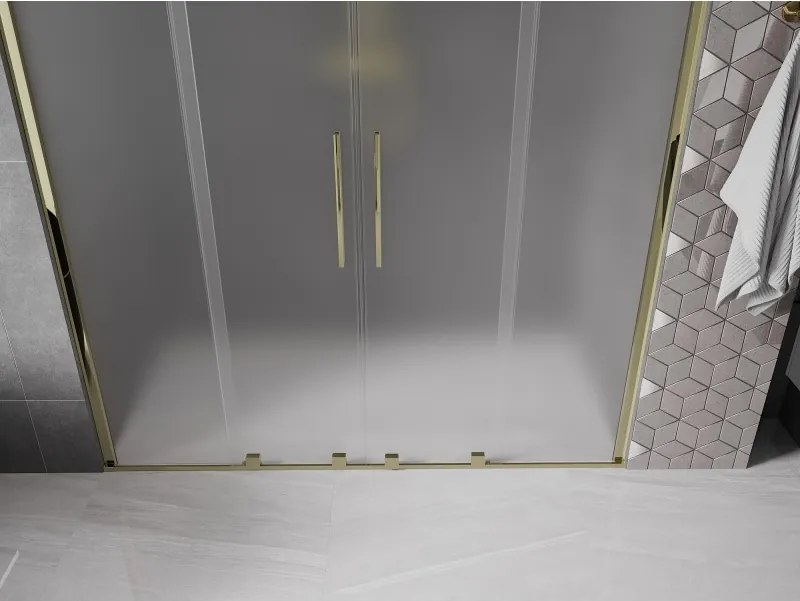 Mexen Velar Duo, posuvné sprchové dveře do otvoru 170 cm, 8mm sklo námraza, zlatá lesklá, 871-170-000-32-50