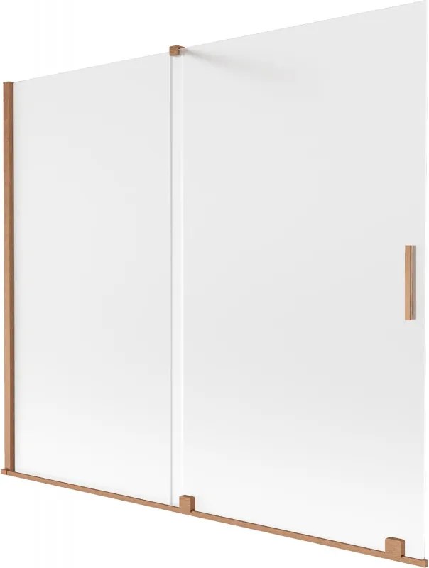 Mexen Velar, 2-křídlová posuvná vanová zástěna 180 x 150 cm, 8mm sklo námraza, měděná matná, 896-180-000-31-65