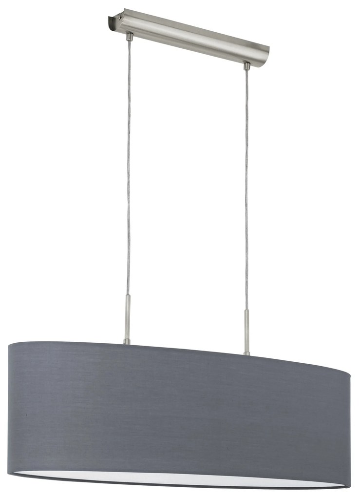 Eglo 31582 PASTERI grey classic - Textilní závěsný lustr + Dárek 2x LED žárovka, 2 x E27, 75cm