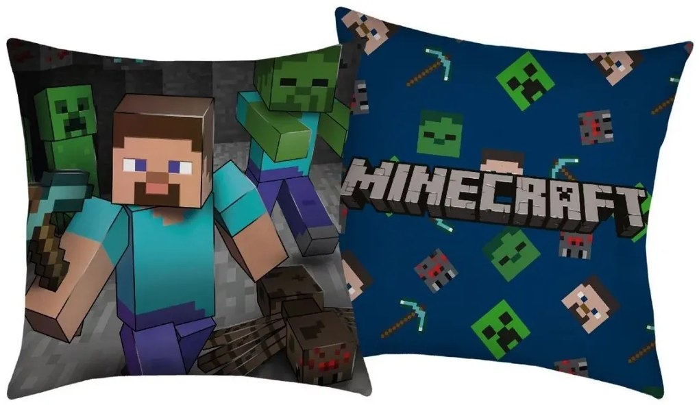 HALANTEX Polštářek Minecraft Steve - 40 x 40 - polyester - Halantex