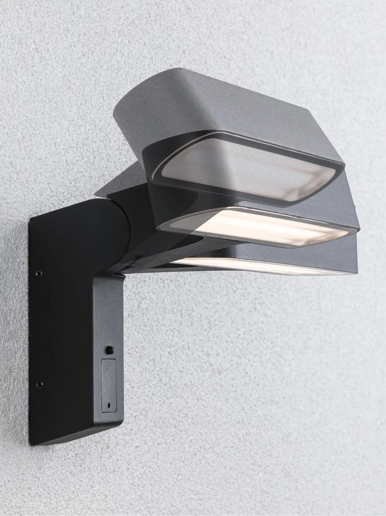 P 94548 LED venkovní nástěnné svítidlo Ito pohybové čidlo horizontální orientace IP44 227x159mm 3000K 6W 230V 65° antracit kov/umělá hmota - PAULMANN